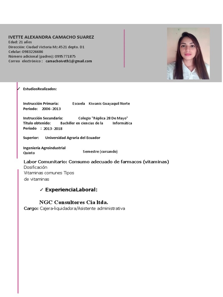 Ivette Alexandra Camacho Suarez: NGC Consultores Cia Ltda | PDF
