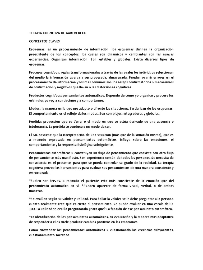 Terapia Cognitiva de Aaron Beck | PDF | Las emociones | Pensamiento