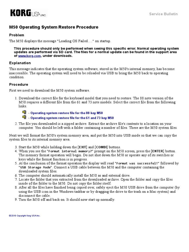 M50 Operating System Restore Procedure | PDF