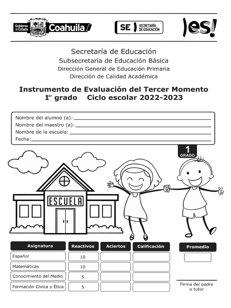 1 - Inst. Eval. 3er. Momento Ciclo Escolar 22-23 | PDF