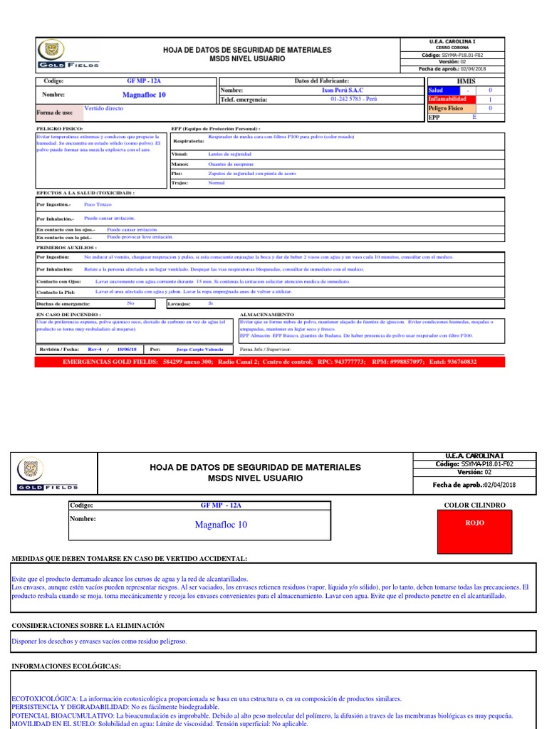 GF-MP - 12A - (Magnafloc 10) | PDF | Agua | Química