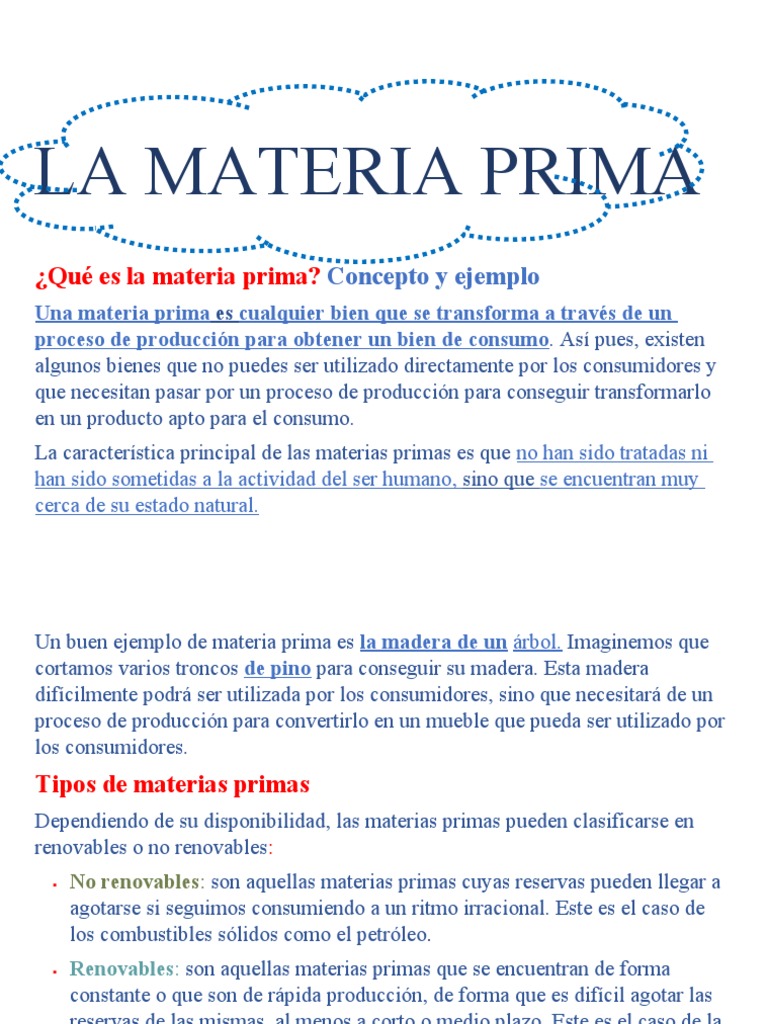 Tipos y importancia de la materia prima | PDF | Materia prima | Energía ...