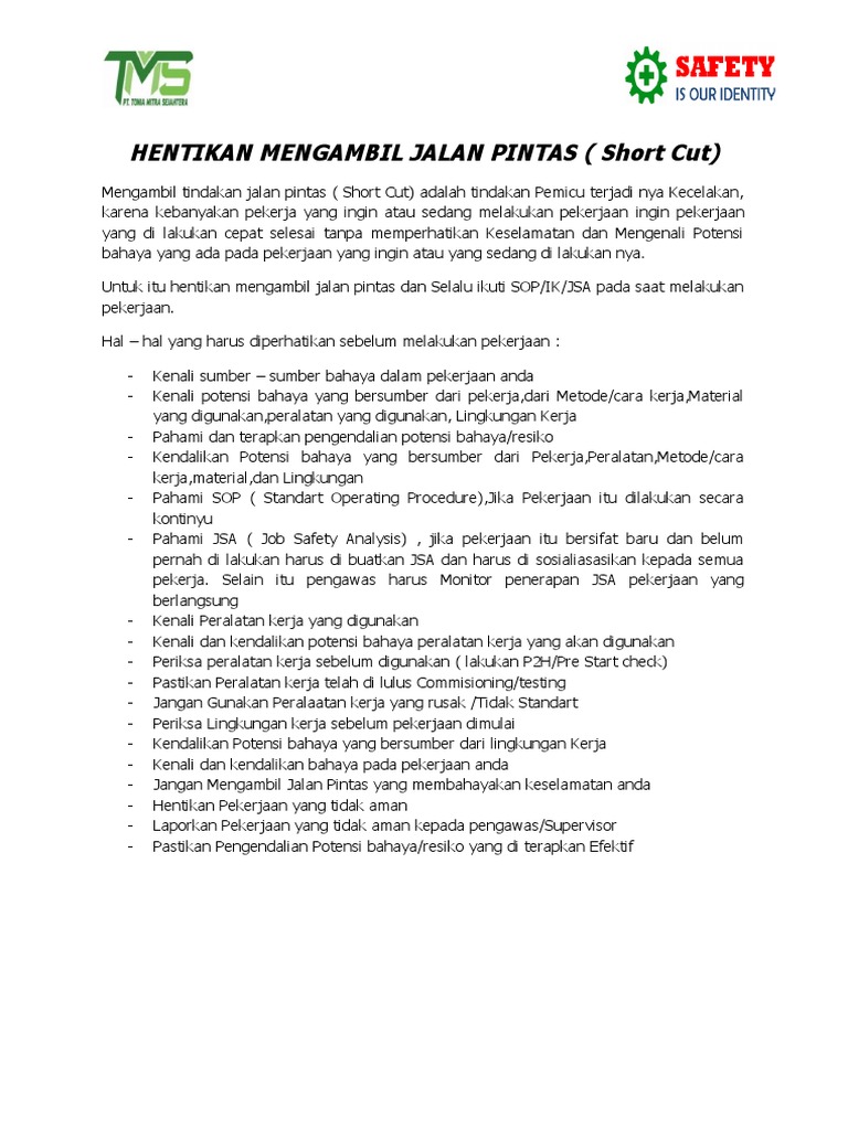 Hentikan Jalan Pintas untuk Keselamatan | PDF | Karier & Perkembangan | Komputer