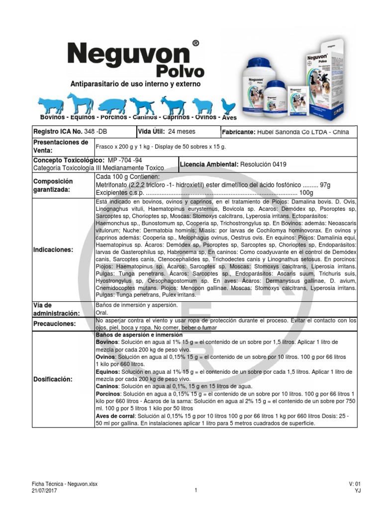 Neguvon - Ficha Técnica | PDF | Agua