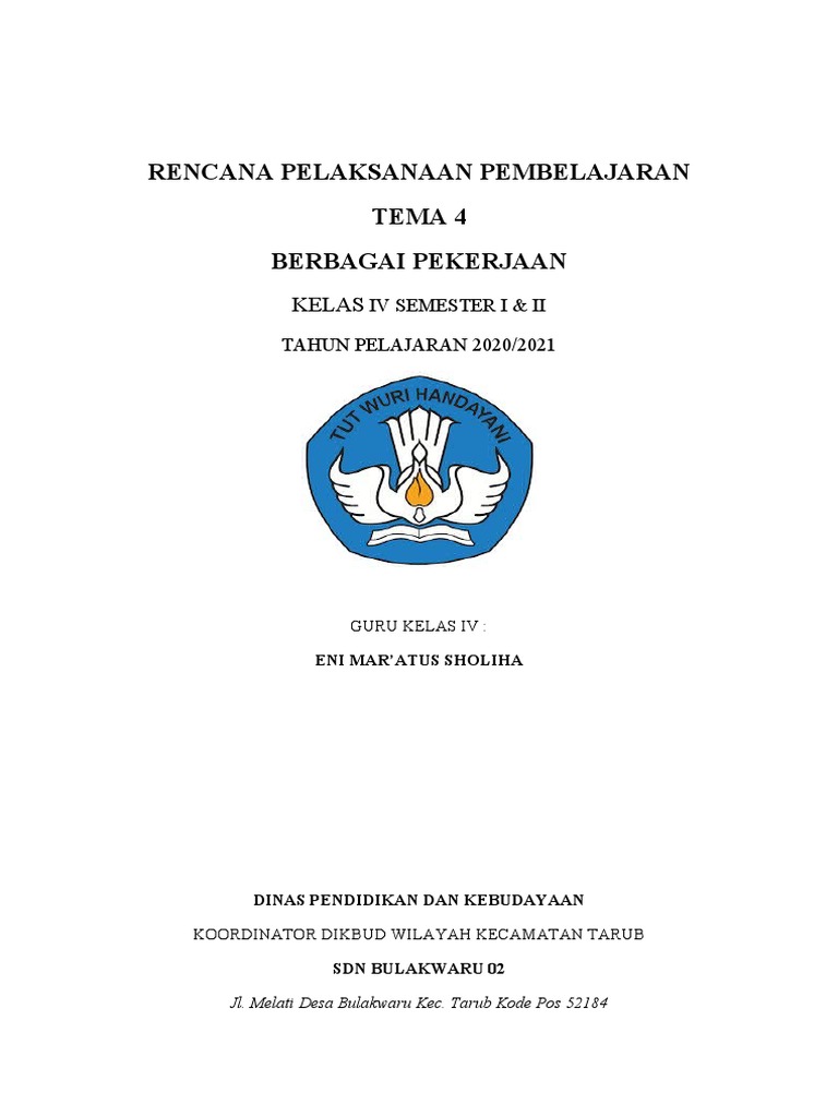 RPP KLS 4 TEMA 4 - Berbagai Pekerjaan | PDF