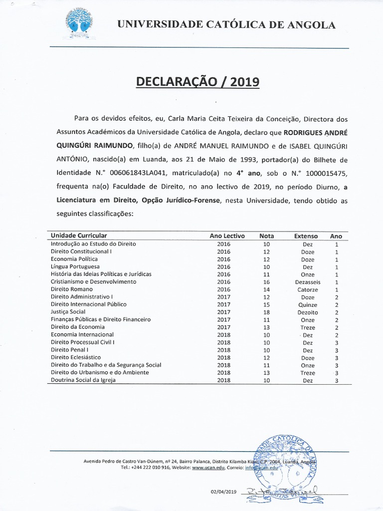 Declaração Com Notas - 1 | PDF