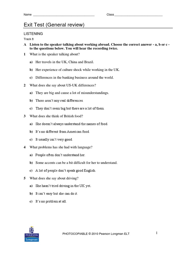 Dokumen - Tips - Exit Test General Review Photocopiable 2010 Pearson ...