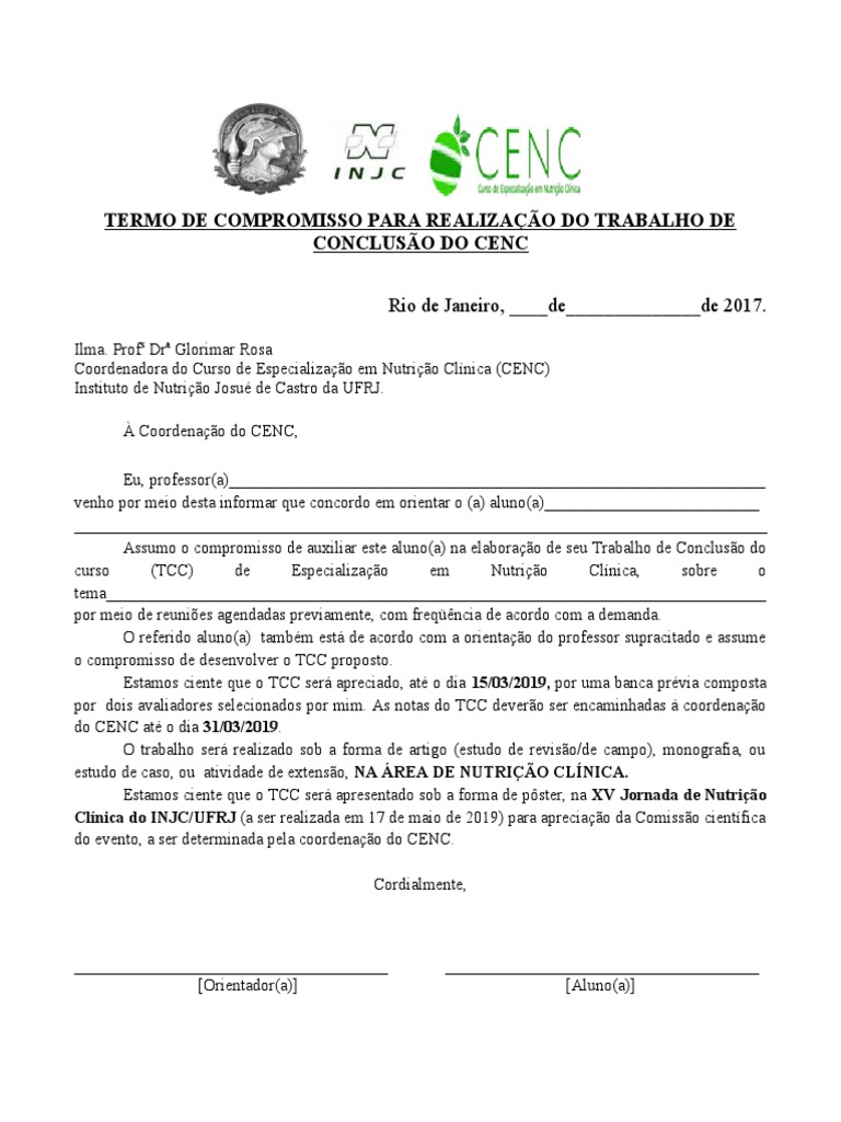 Termo de Compromisso TCC | PDF