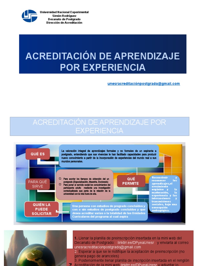 Presentación ACREDITACIÓN DE APRENDIZAJE POR EXPERIENCIA | PDF
