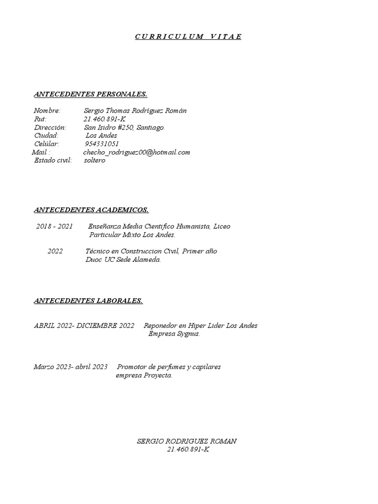 Curriculum Sergio Rodriguez | PDF
