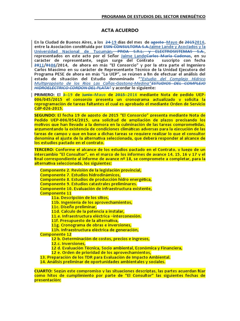 UEP 008 - Acta Acuerdo - R1 | PDF