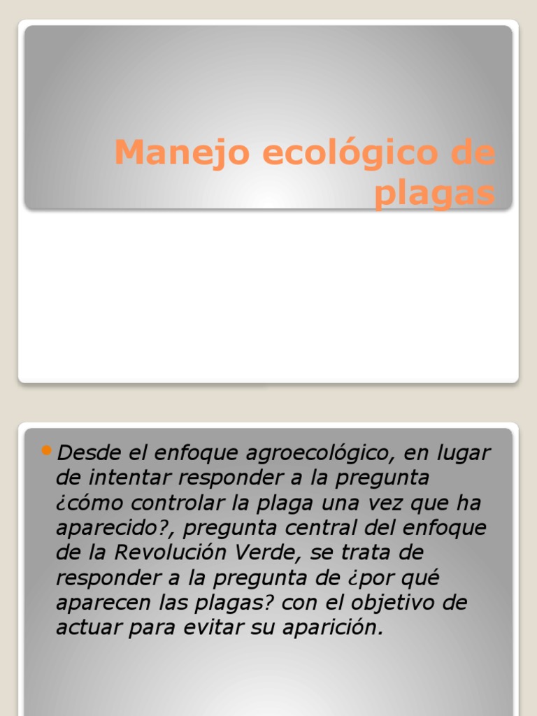 Manejo ecológico de plagas | PDF | Plaga (organismo) | Agricultura