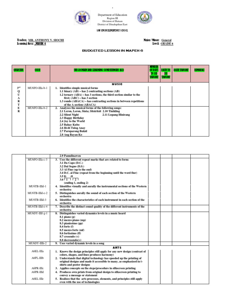 Bow - Mapeh 6 - Q3 | PDF | Musical Forms