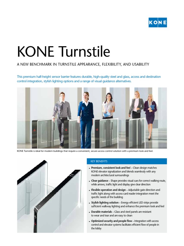 Kone Turnstile Fact Sheet - tcm25 18772 | PDF | Glasses | Lighting