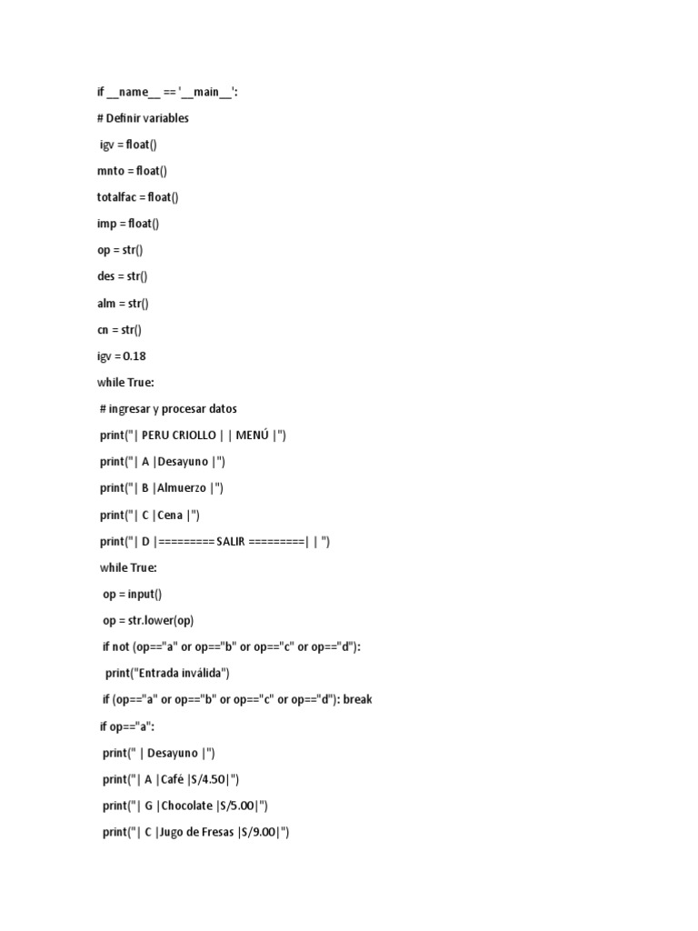 Menu and Billing System in Python | PDF