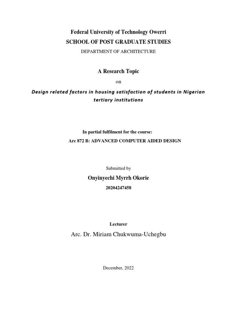 Assignment On Arc 872B | PDF | Dormitory | Statistics