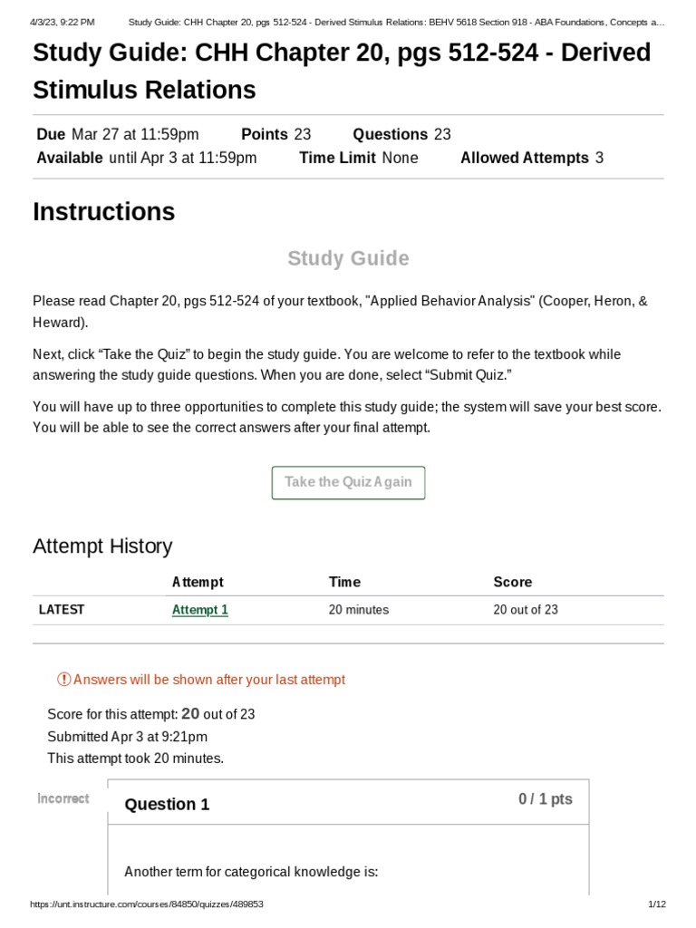 Study Guide: CHH Chapter 20, Pgs 512-524 - Derived Stimulus Relations | PDF