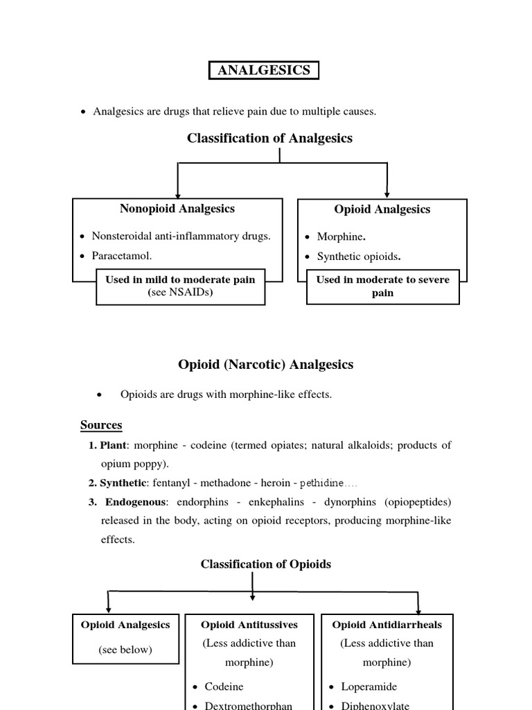 Analgesics: Nonopioid Analgesics Opioid Analgesics | PDF