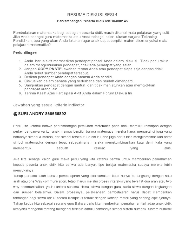 Resume Diskusi Sesi 4 PPD MKDK4002.45 | PDF