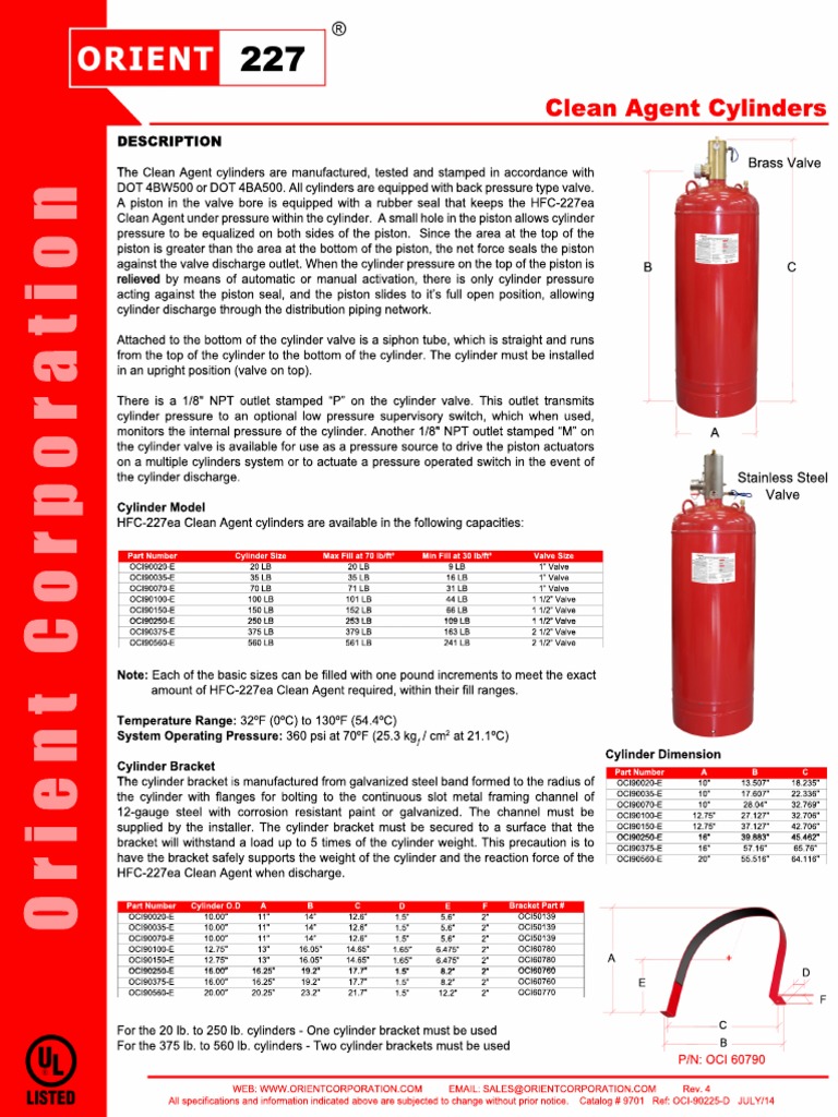ORIENT - 9701 - Clean Agent Cylinders - Rev 4 | PDF