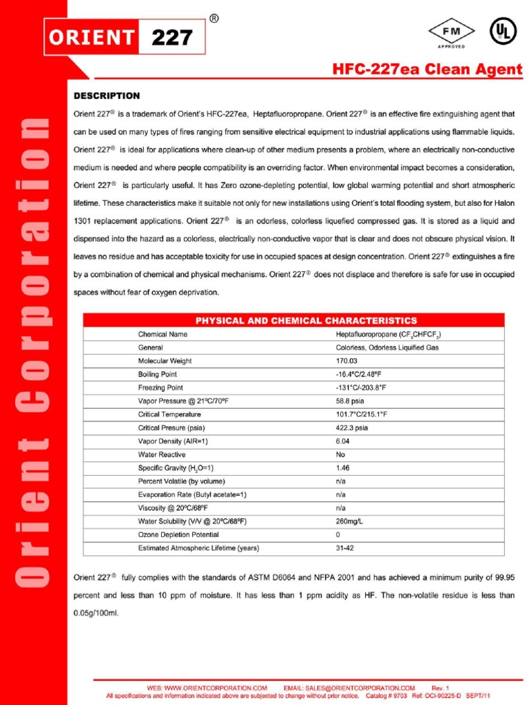 ORIENT - 9703 - HFC-227ea Clean Agent - Rev 1 | PDF