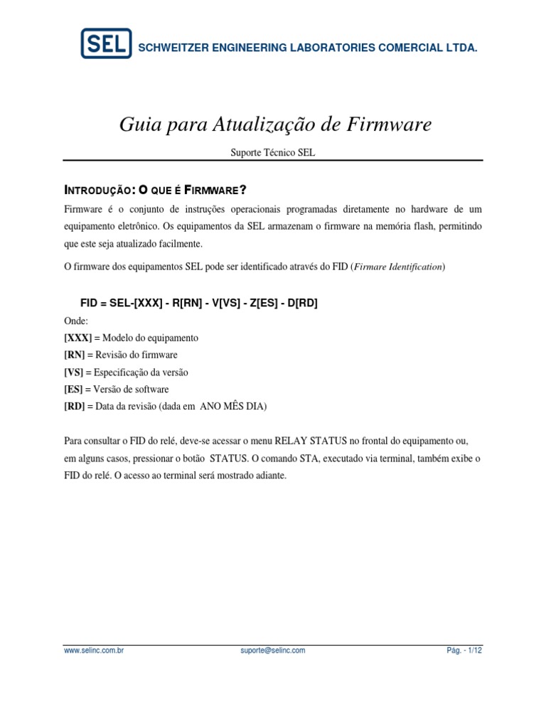 Atualização de Firmware SEL: Guia Prático | PDF