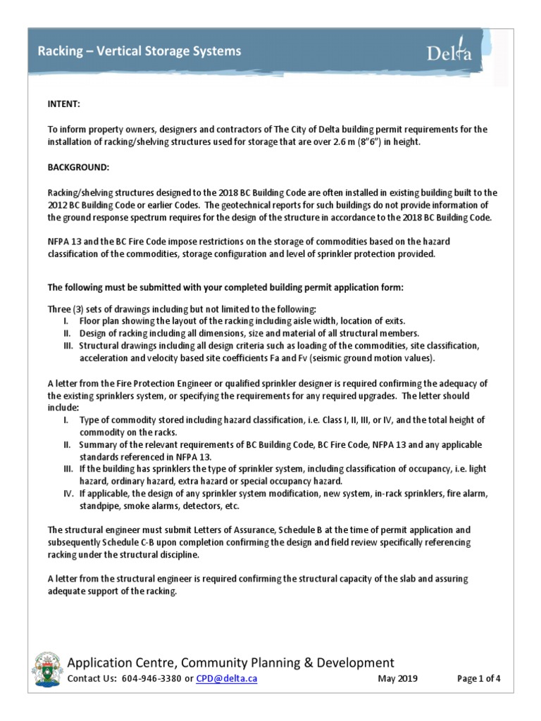 Racking Permit Requirements in Delta | PDF | Technology & Engineering