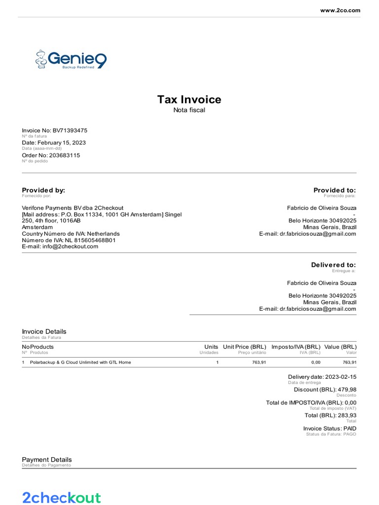 Polar Backup Invoice - BV71393475 | PDF