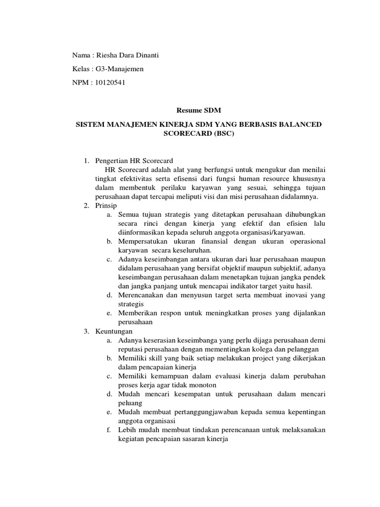 RESUME Manajemen Kinerja | PDF