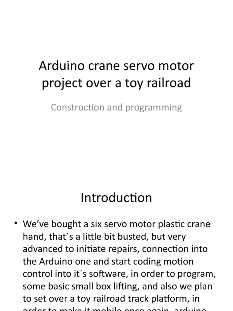 Arduino Crane Servo Motor Project Over A Railroad Pdf 2980