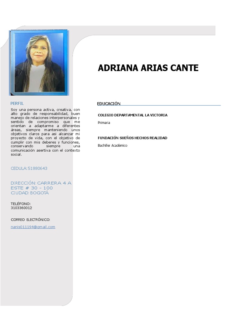 Curriculum Adriana Arias | PDF