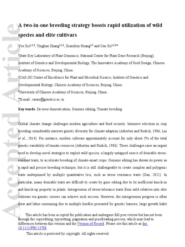A Two-In-One Breeding Strategy | PDF | Plant Breeding | Flowers