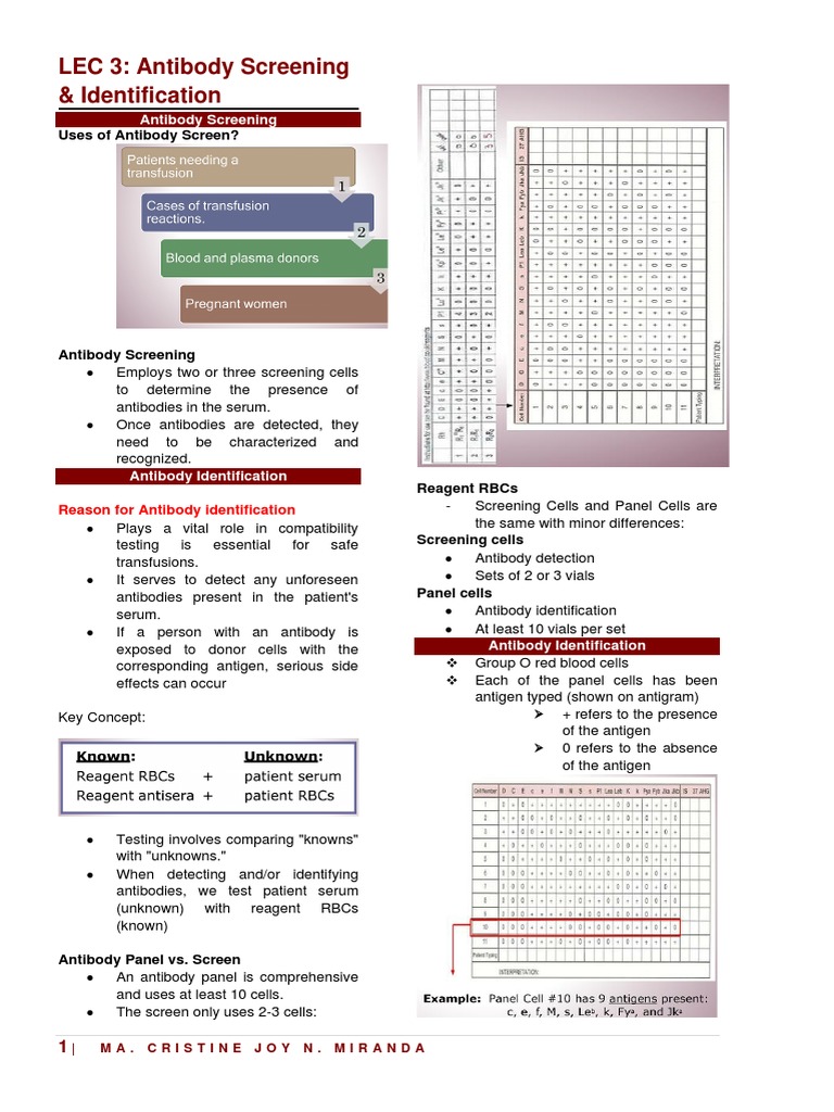 LEC 4 Antibody Screening & Identification | PDF | Immunology | Clinical ...