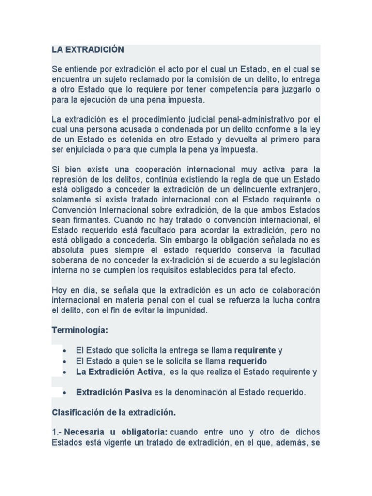 La Extradición | PDF | Extradición | Derecho penal