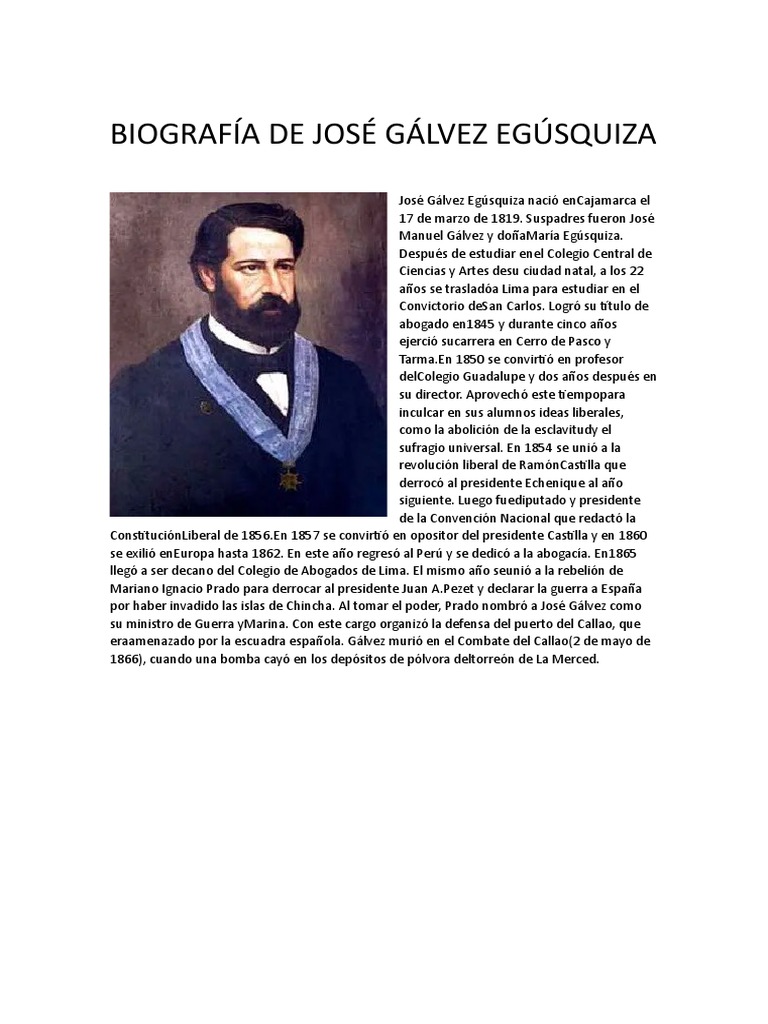 Jose Galvez Biografia | PDF | Perú | América del Sur