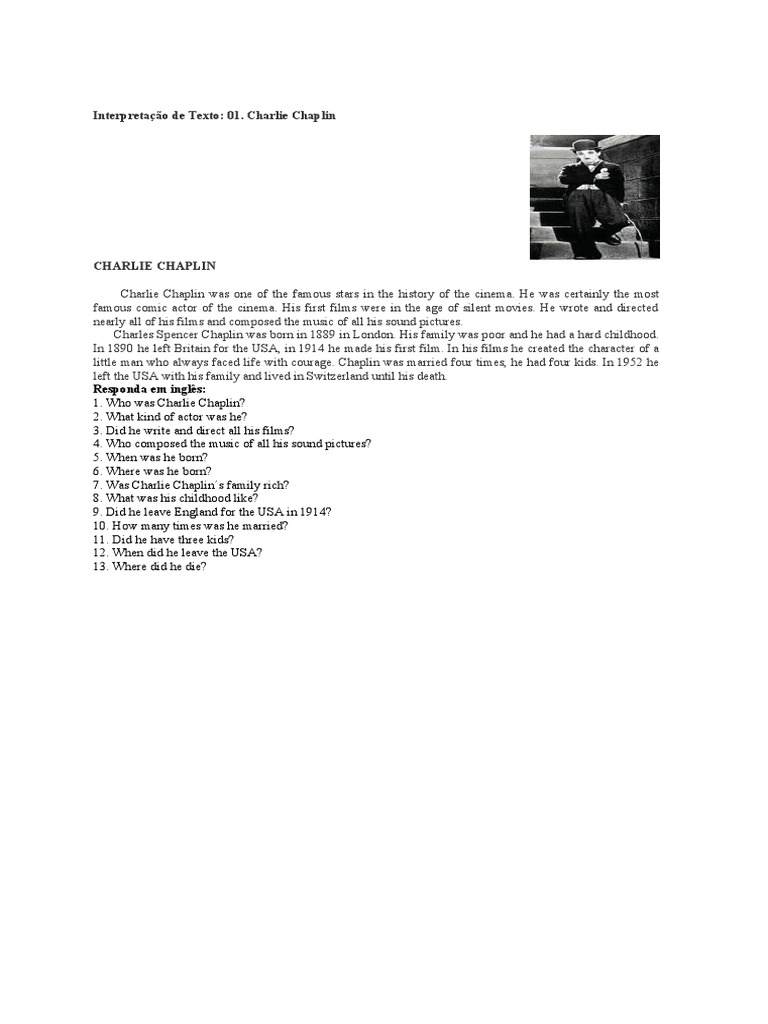 Charlie Chaplin: Life and Career FAQ | PDF | Classics
