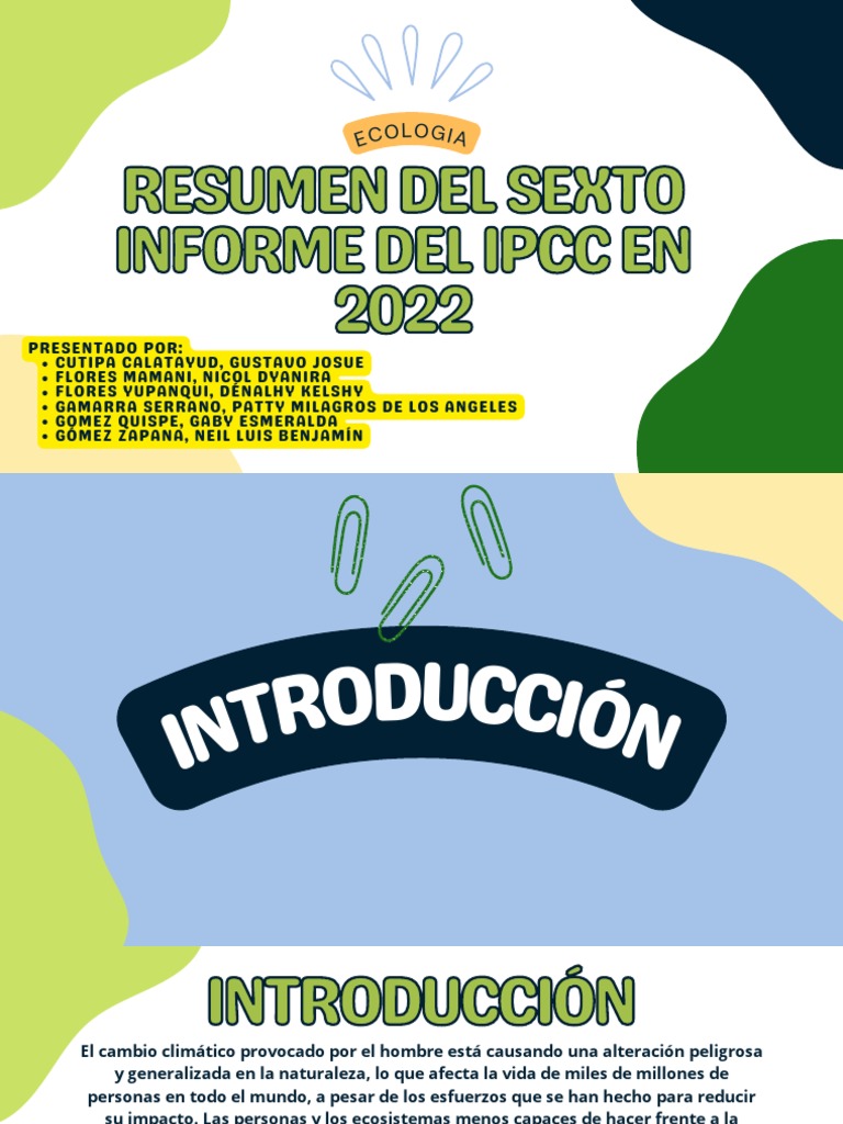 Resumen Del Sexto Informe Del IPCC en 2022 | PDF | Gases de efecto ...