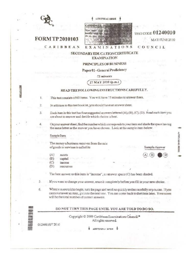 Csec Pob June 2010 p1 | PDF