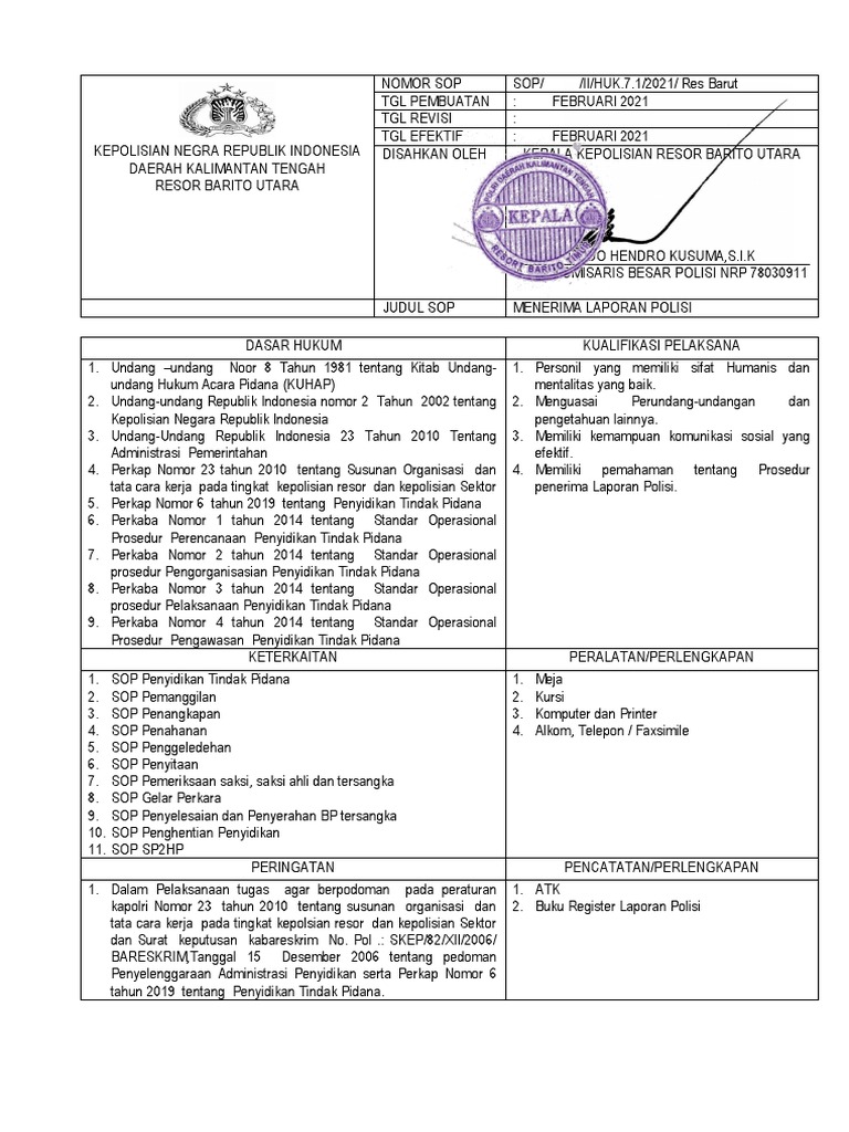 Sop Laporan Polisi | PDF