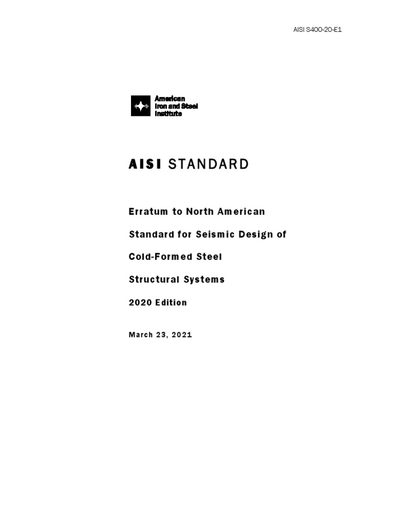 Aisi Standard: Erratum To North American Standard For Seismic Design of ...