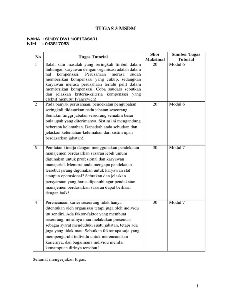 Tugas 3 MSDM | PDF