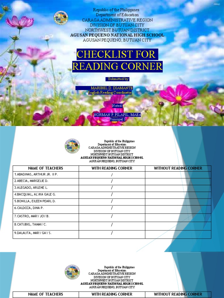 Apnhs Checklist For Reading Corner | PDF