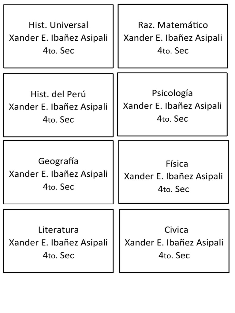 Nombres de Los Cursos | PDF
