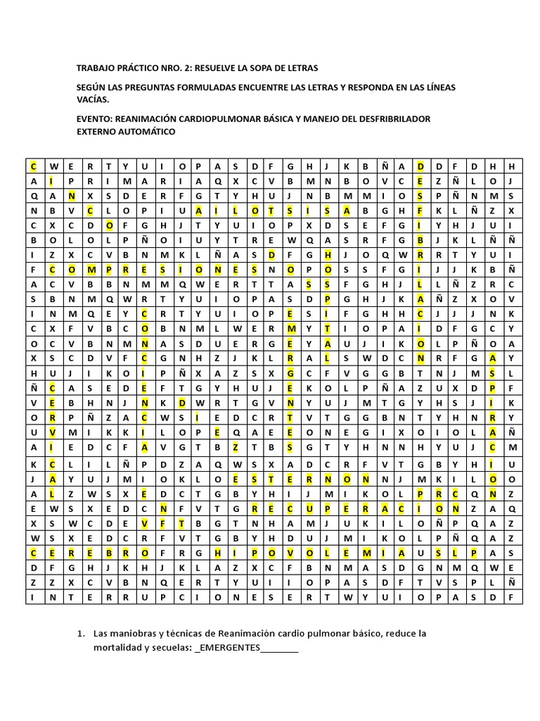 Actividad 2 - Resuelve La Sopa de Letras 1111 | PDF | Reanimación ...