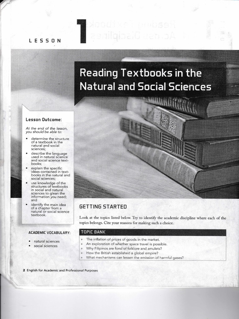 Lesson 1. Reading Textbooks in The Natural and Social Sciences | PDF