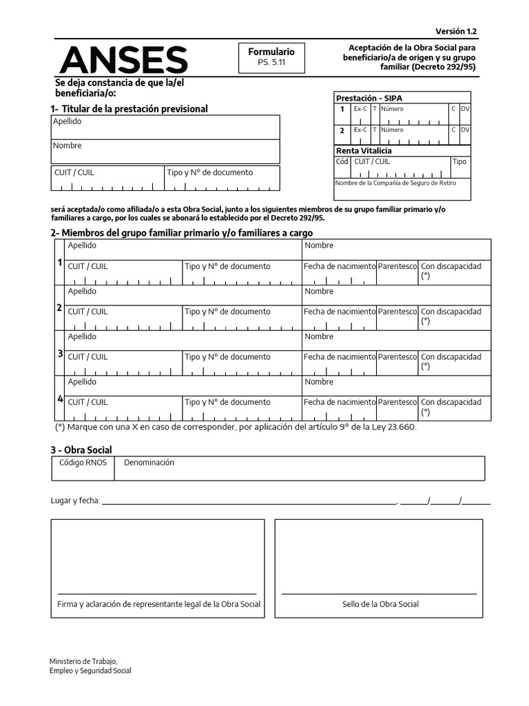 PS 5.11 Obra Social Beneficiario y Grupo Familiar | PDF