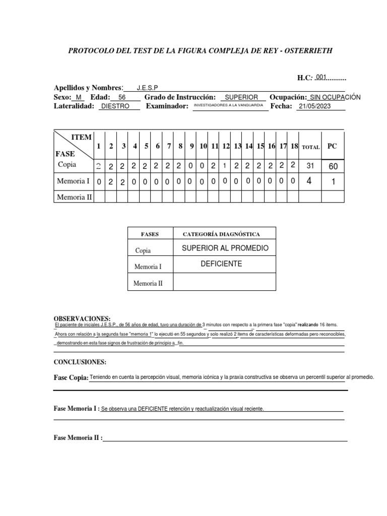 RESULTADO DEL TEST FIGURA DEL REY Final | PDF