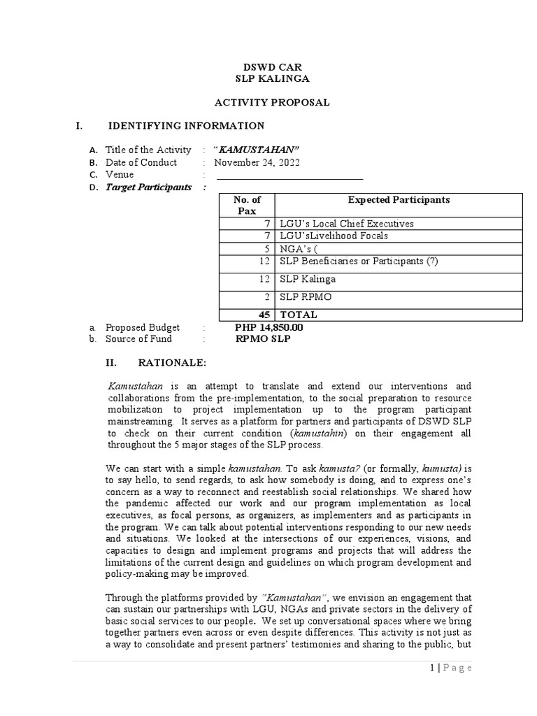 Activity Proposal KAMUSTAHAN | PDF