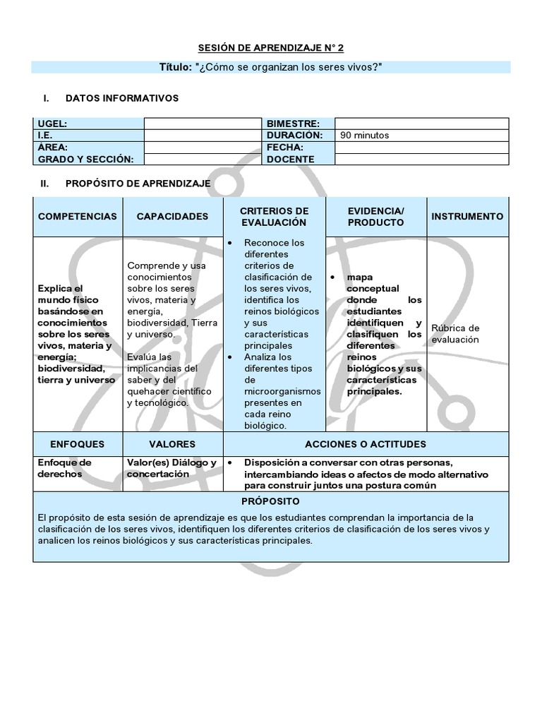 Sesion de Aprendizaje - 2 | PDF Sesion de Aprendizaje - 2 | PDF