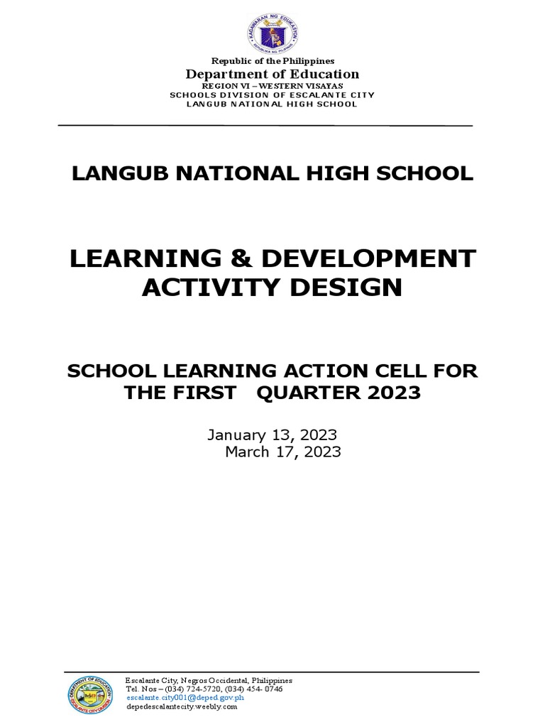 Slac Activity Design First Quarter 2023 | PDF | Teachers | Pedagogy